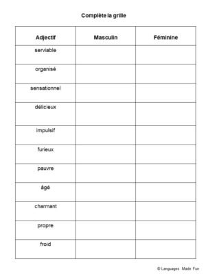 French Adjectives (Les Adjectifs) - Forming the Feminine | Made By Teachers