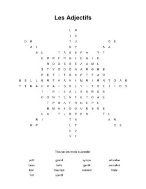 Les Adjectifs - French Word Search & Crossword - Made By Teachers