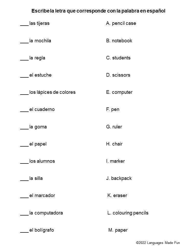 La Escuela / Los objetos de la clase - Spanish Classroom Objects | Made ...