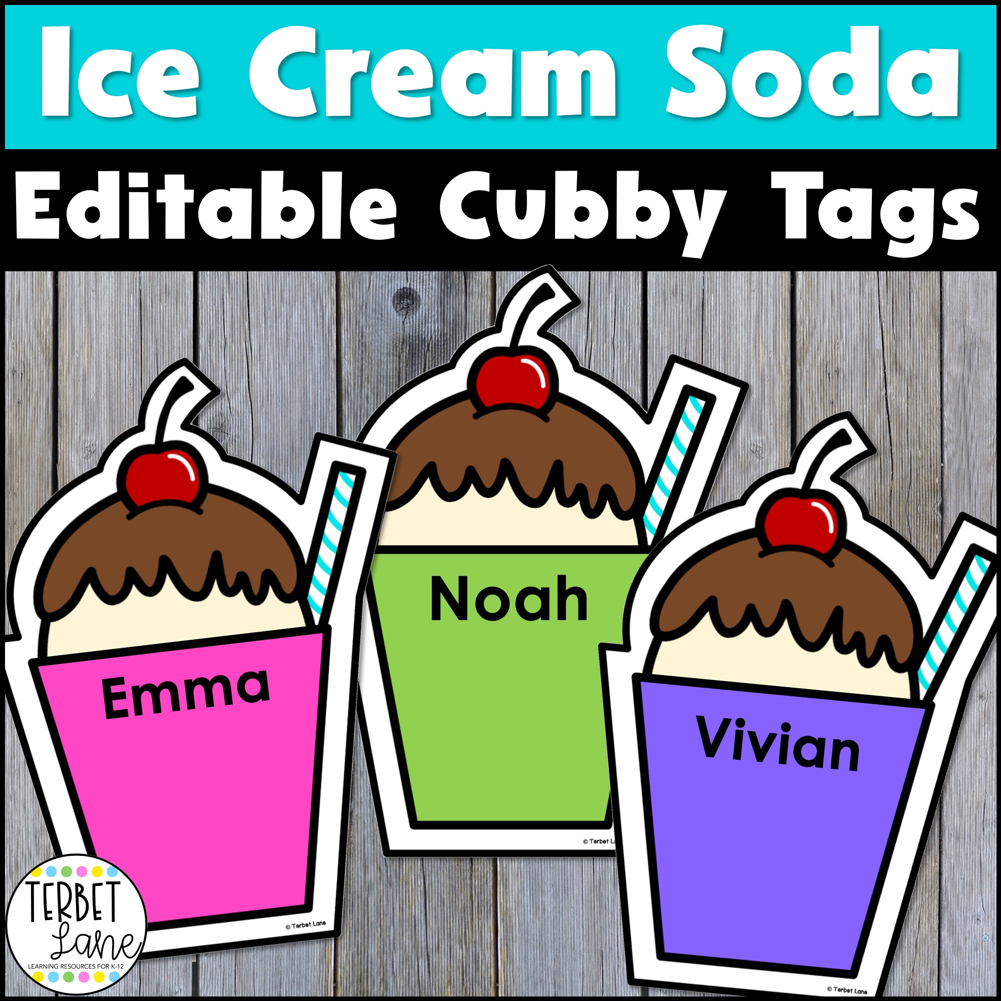 Editable Ice Cream Soda Cubby Tags | Locker Labels | Made By Teachers