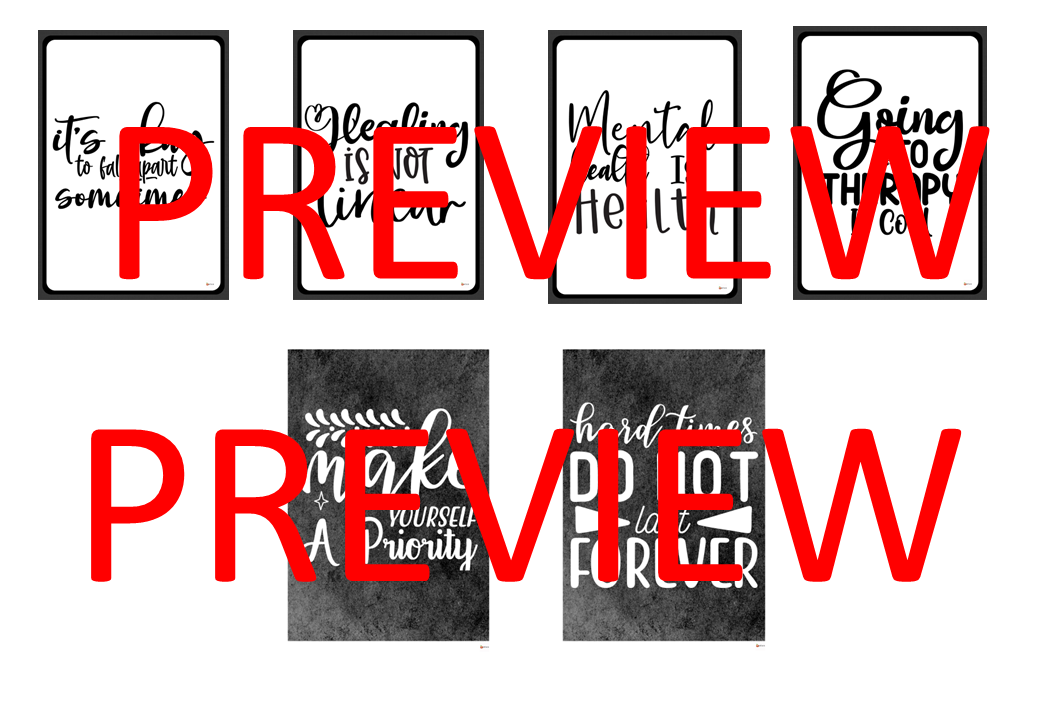 Inspirational Mental Health Wellbeing Posters Black and White Classroom ...