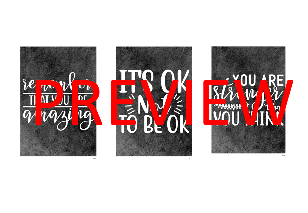 Inspirational Mental Health Wellbeing Posters Black and White Classroom ...