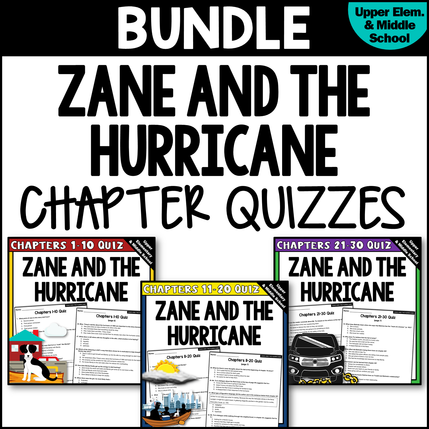Zane and the Hurricane Novel Study Chapter Quizzes BUNDLE | Made By ...