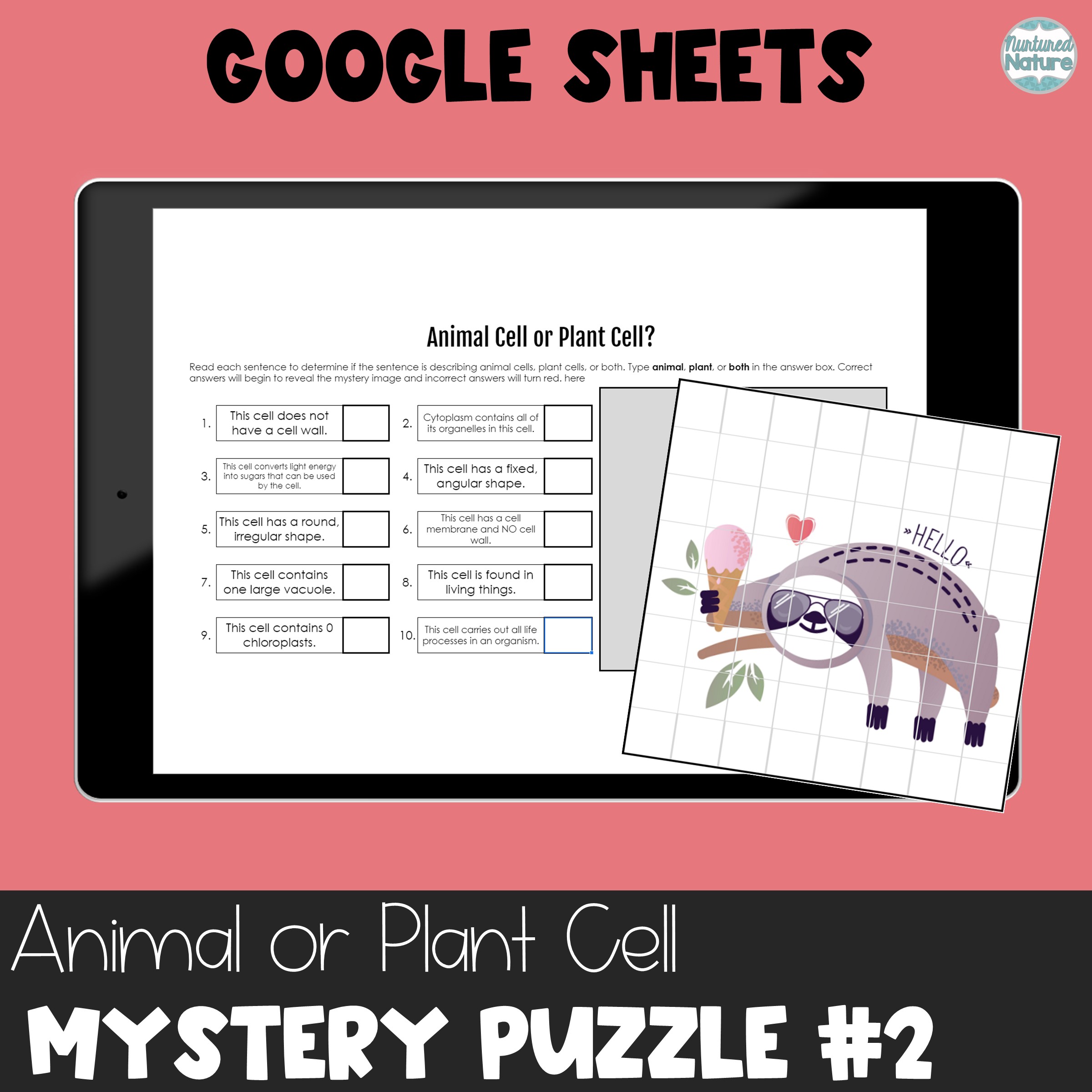 Animal or Plant Cell Pixel Art Puzzle 2 Google Activity | Made By Teachers