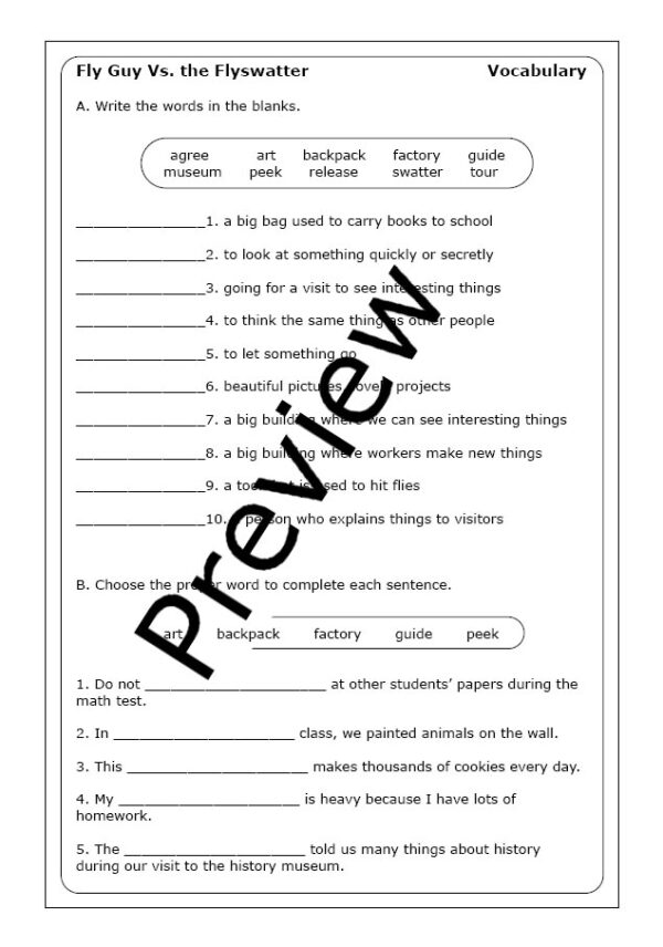 "Fly Guy Vs. the Flyswatter" (Book #10) worksheets | Made By Teachers