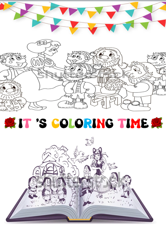 Snow White and the Seven Dwarfs Story + Coloring+ Snow white Activity ...