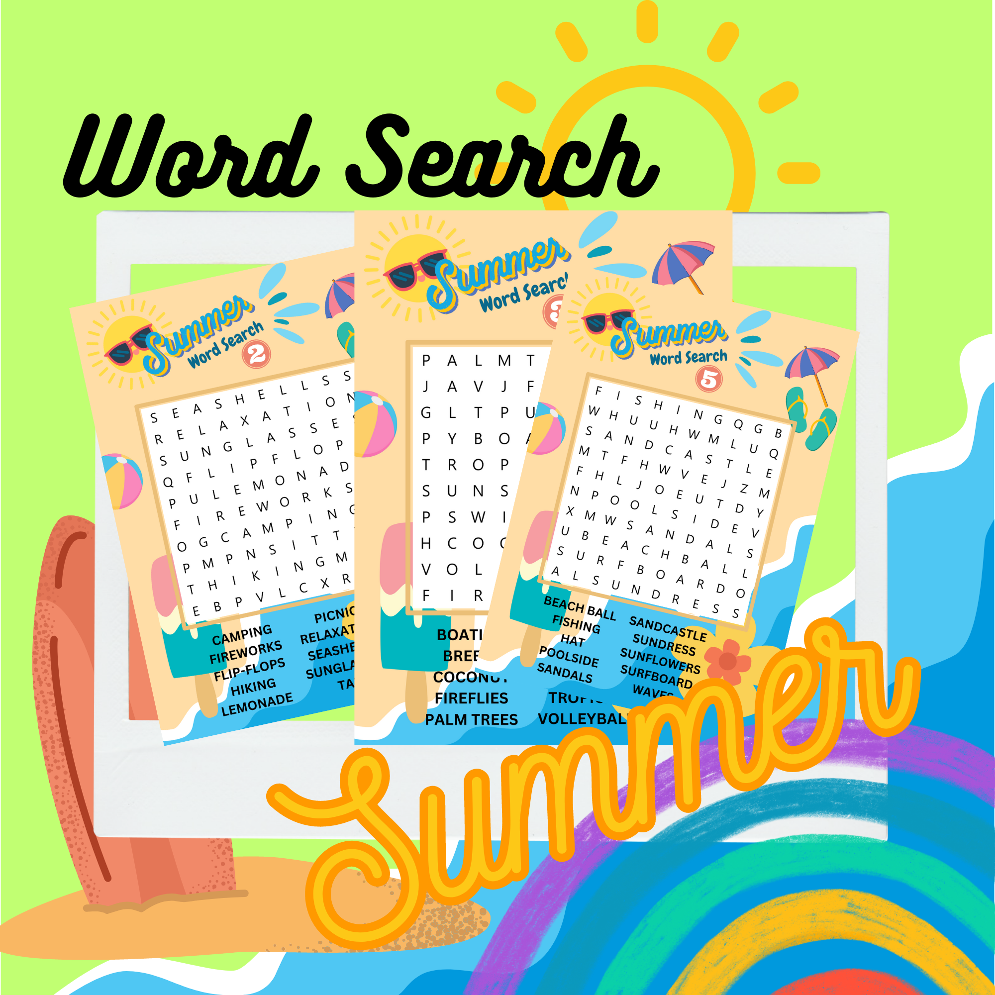 Summer Activites - 6 Summer Word Search Puzzles With Answer Key - End ...