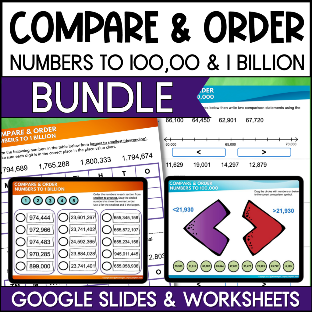Compare and Order Numbers to 100,000 and 1 Billion BUNDLE | Made By ...