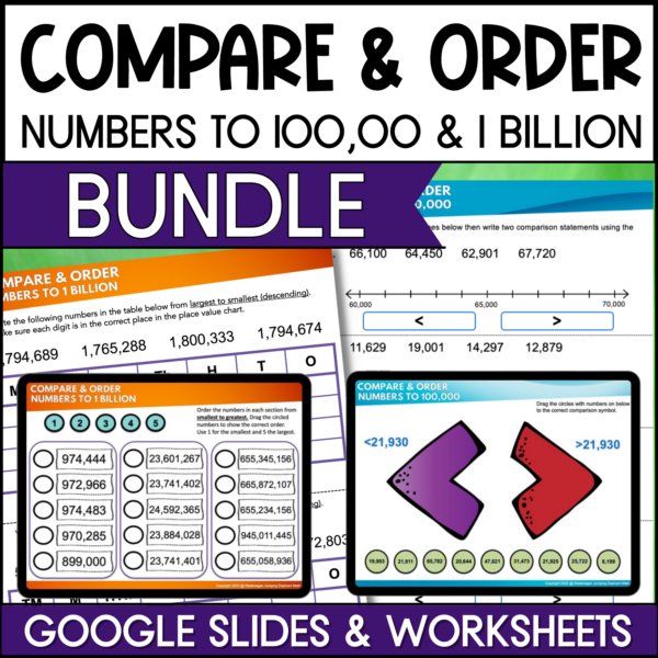 Compare and Order Numbers to 100,000 and 1 Billion BUNDLE | Made By ...