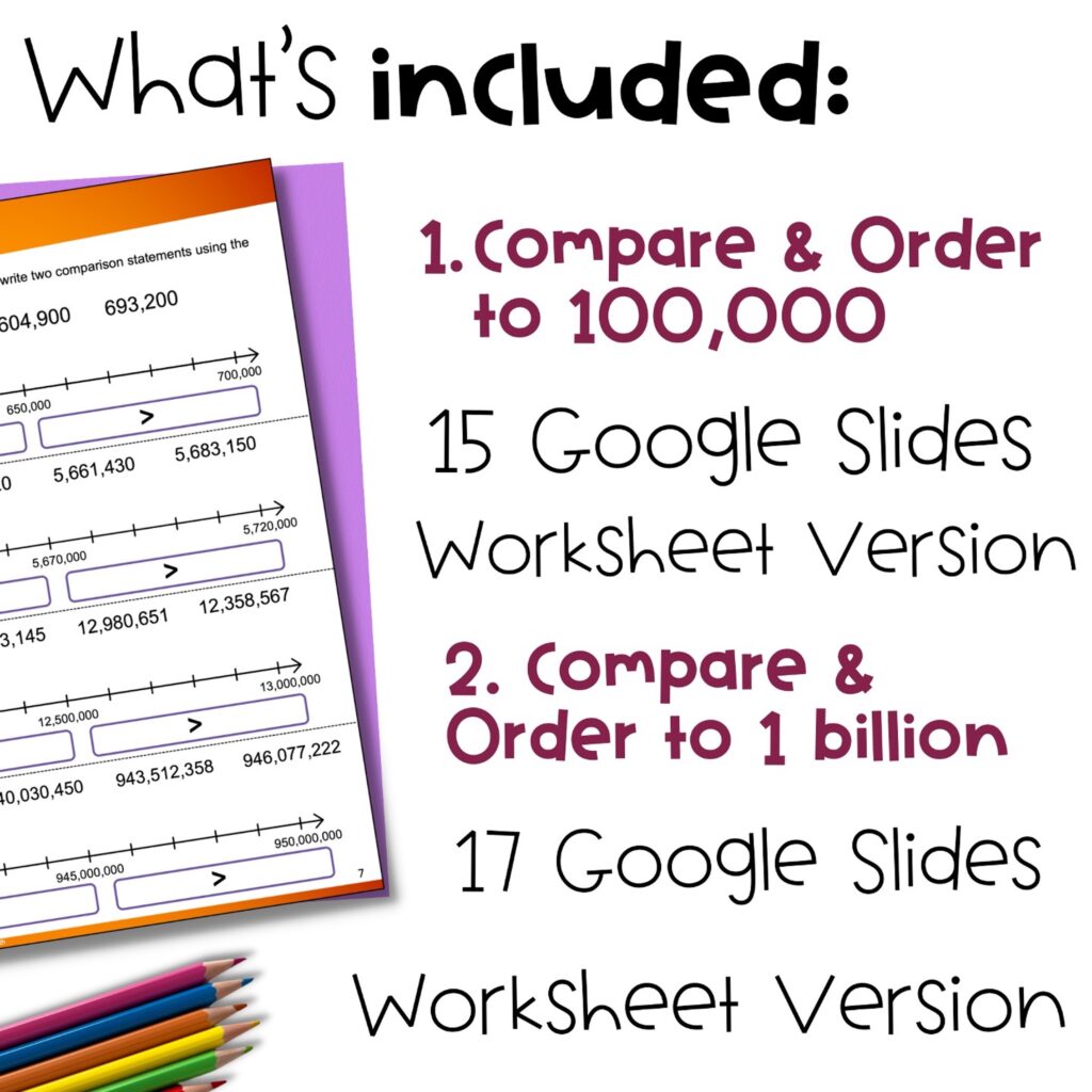 Compare and Order Numbers to 100,000 and 1 Billion BUNDLE | Made By ...