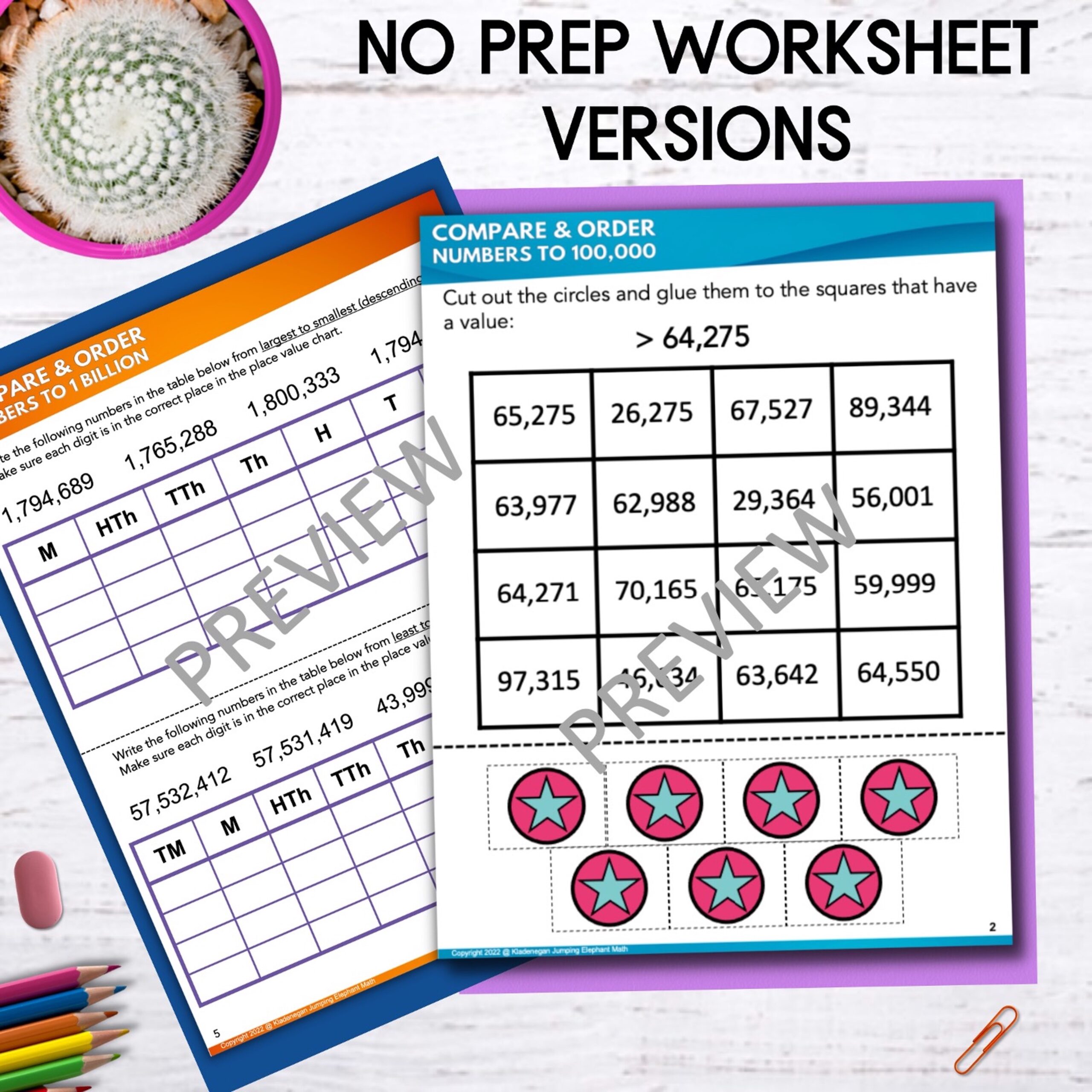 Compare and Order Numbers to 100,000 and 1 Billion BUNDLE | Made By ...