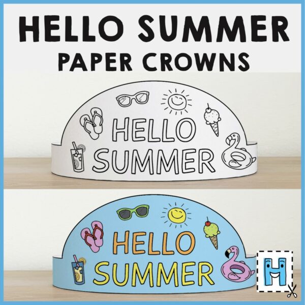 Summer Paper Crowns Headband Printable Coloring Spring Craft Activity ...