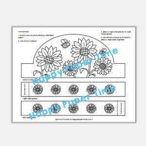 Sunflowers Paper Crown Headband Printable Coloring Summer Autumn Craft ...