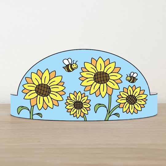 Sunflowers Paper Crown Headband Printable Summer Autumn Craft Activity ...