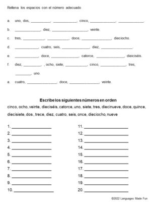 Los Números - Spanish Numbers 1 - 20 | Made By Teachers