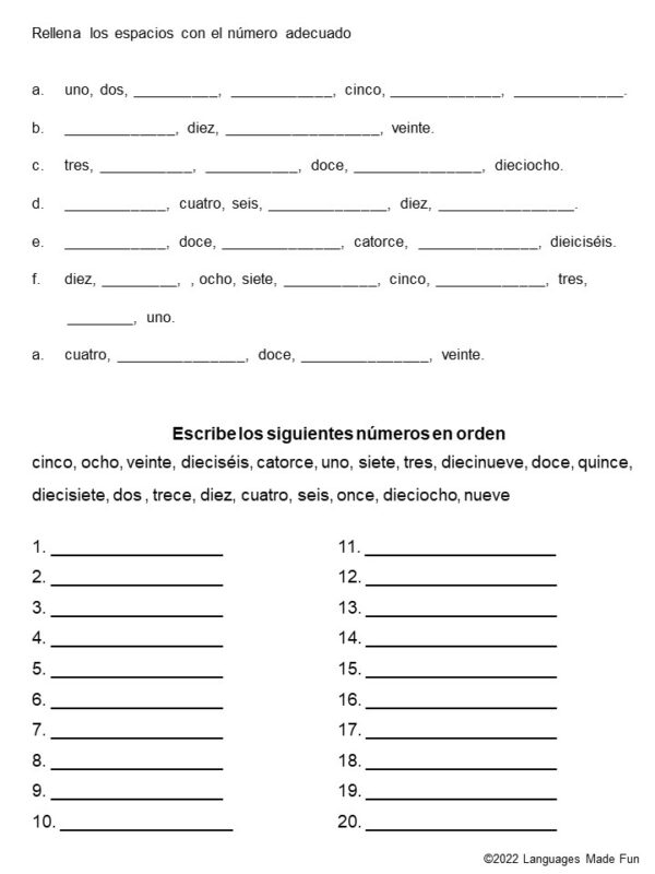 Los Números - Spanish Numbers 1 - 20 | Made By Teachers