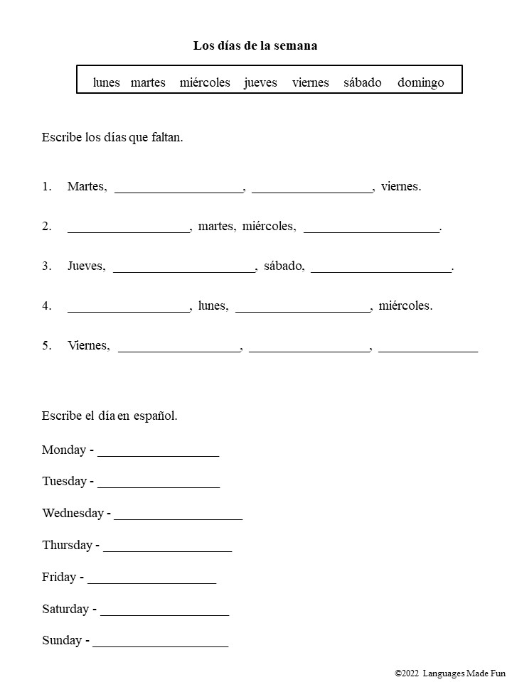 Los días de la semana - Days of the week in Spanish | Made By Teachers