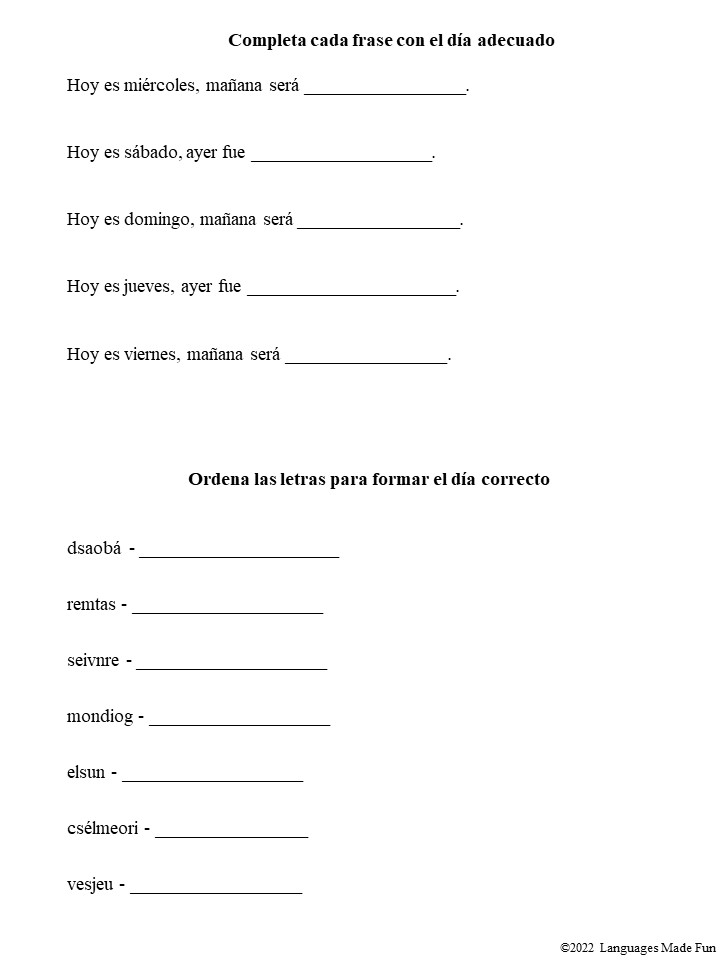 Los días de la semana - Days of the week in Spanish | Made By Teachers