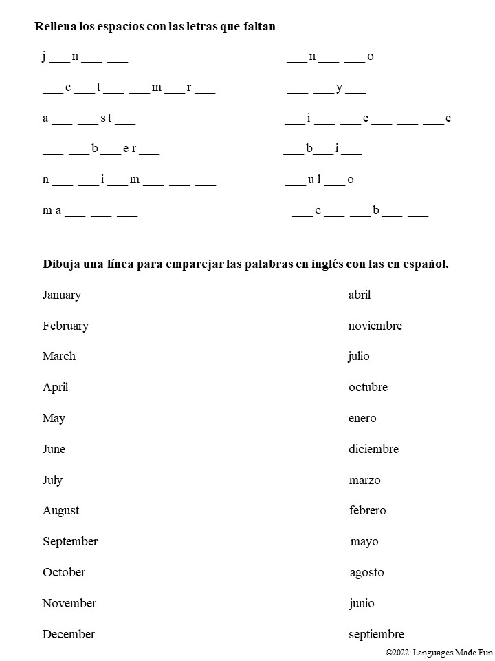 Los meses del año - Months of the year in Spanish | Made By Teachers