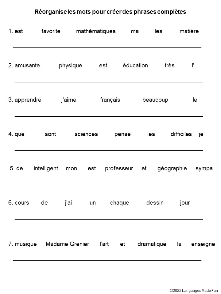 Les matières - School Subjects in French | Made By Teachers