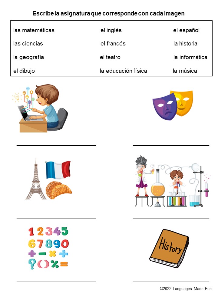 Las asignaturas - School Subjects in Spanish | Made By Teachers