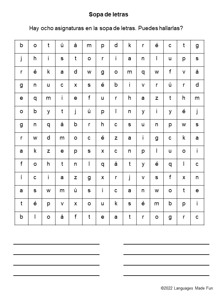 Las asignaturas - School Subjects in Spanish | Made By Teachers