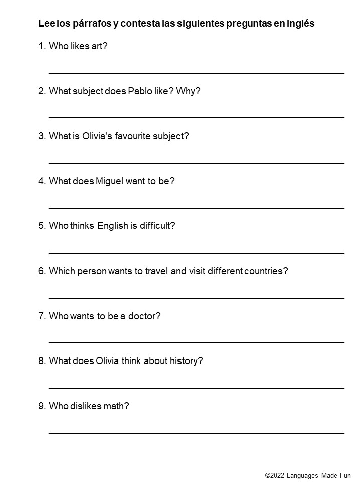 Las asignaturas - School Subjects in Spanish | Made By Teachers