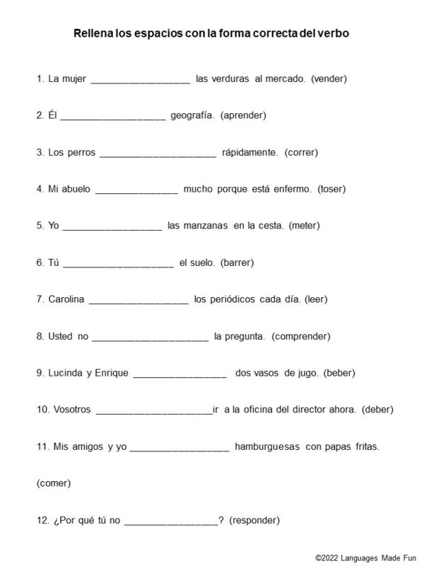 El Presente - Present Tense Conjugation of Regular Verbs in Spanish ...