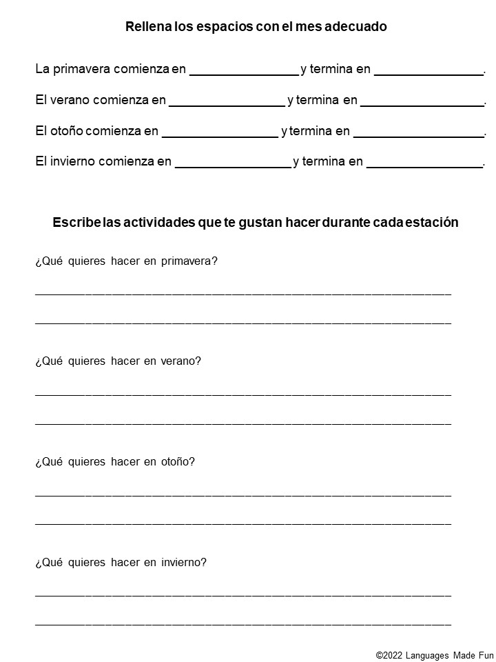 Seasons of the Year in Spanish - las estaciones del año | Made By Teachers