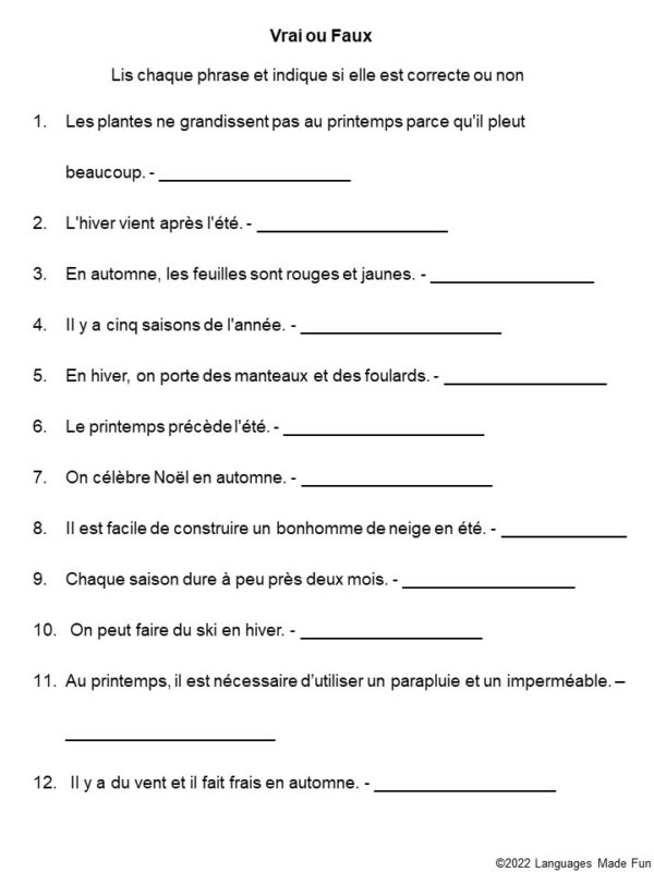 Seasons in French - Les Saisons | Made By Teachers