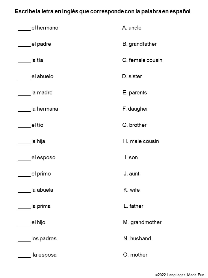 Family members in Spanish - La Familia | Made By Teachers