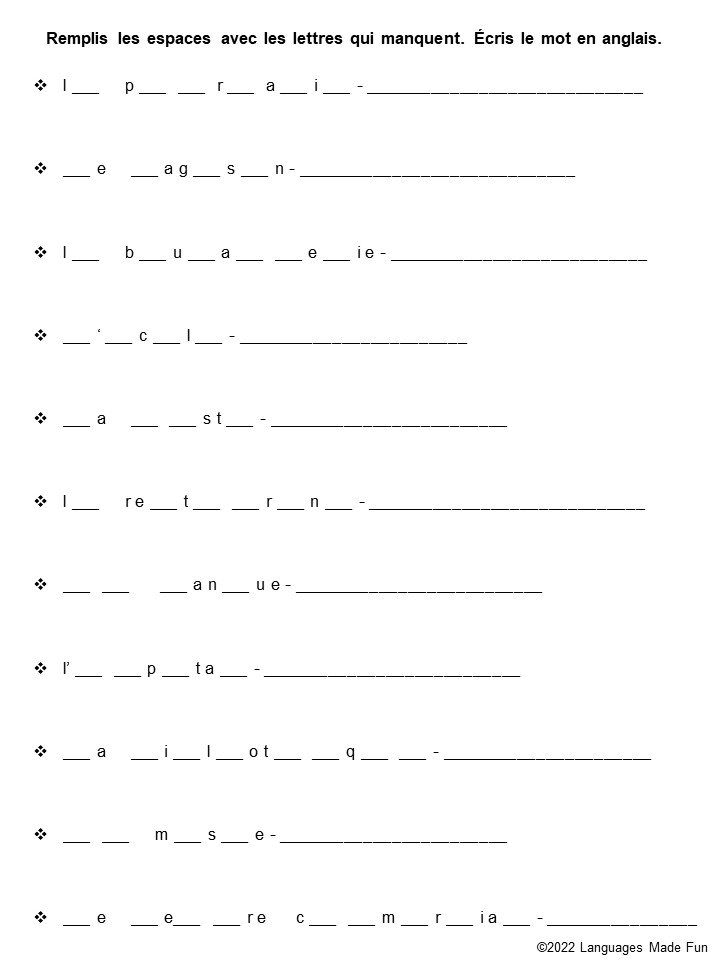 Les Endroits dans la Communauté - Places in the Community | Made By ...