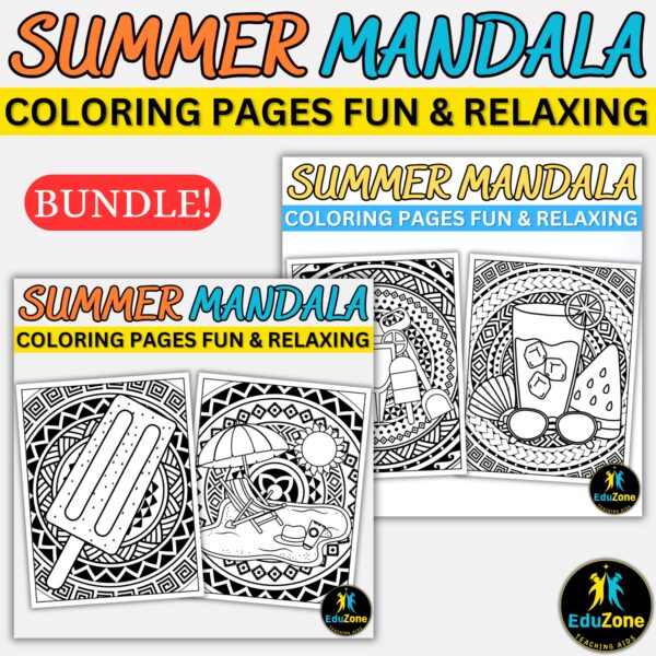 Summer Mandala Coloring Bundle: Relaxing & Printable - Summer Fun for ...
