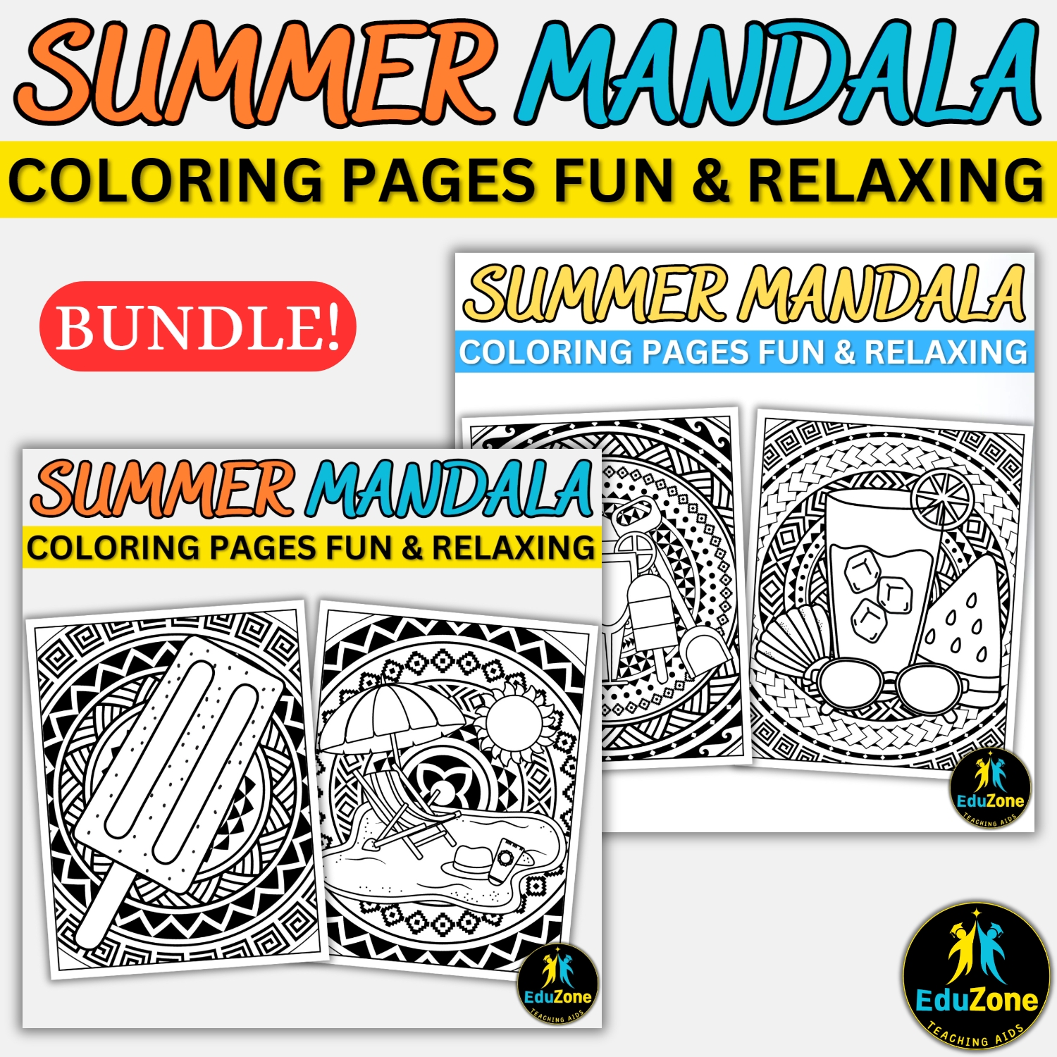 Summer Mandala Coloring Bundle: Relaxing & Printable - Summer Fun for ...