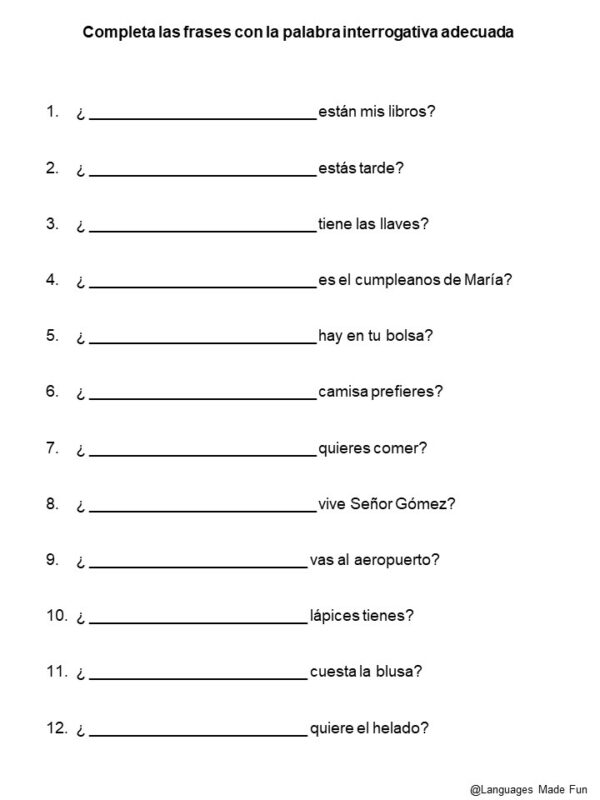 Question Words in Spanish - Las Palabras Interrogativas | Made By Teachers