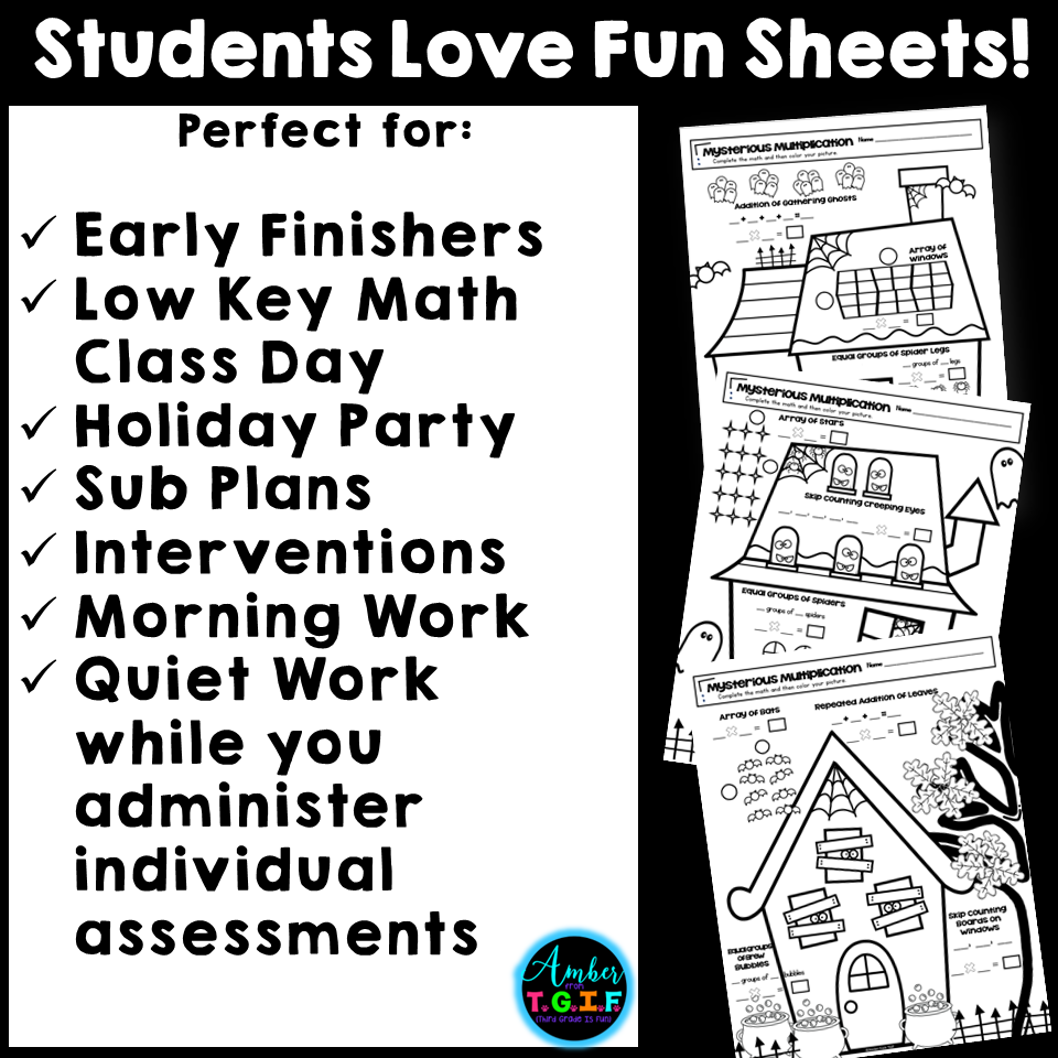 Halloween Math Coloring Pages | October Multiplication Strategies ...