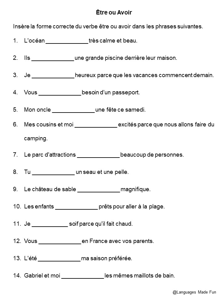 L'été - French Conjugation of Verbs | Made By Teachers