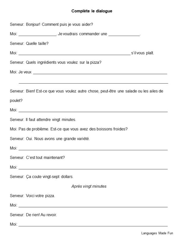 La Pizza - French Activities - Made By Teachers