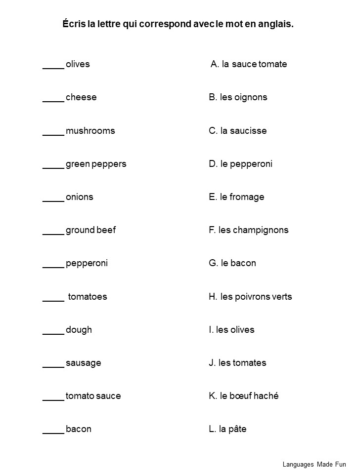 La Pizza - French Activities | Made By Teachers