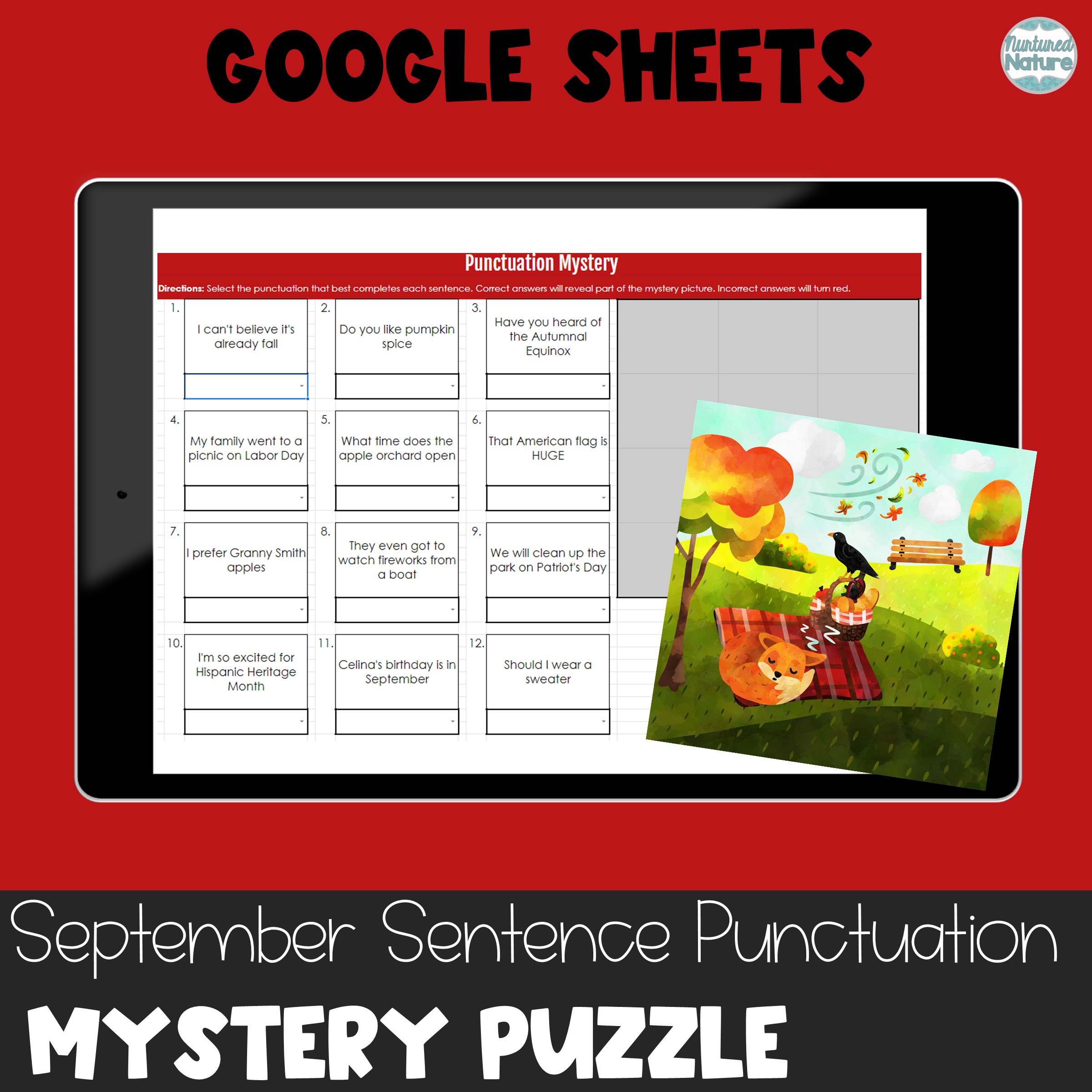 September Sentence Ending Punctuation Digital Pixel Art Mystery Puzzle ...