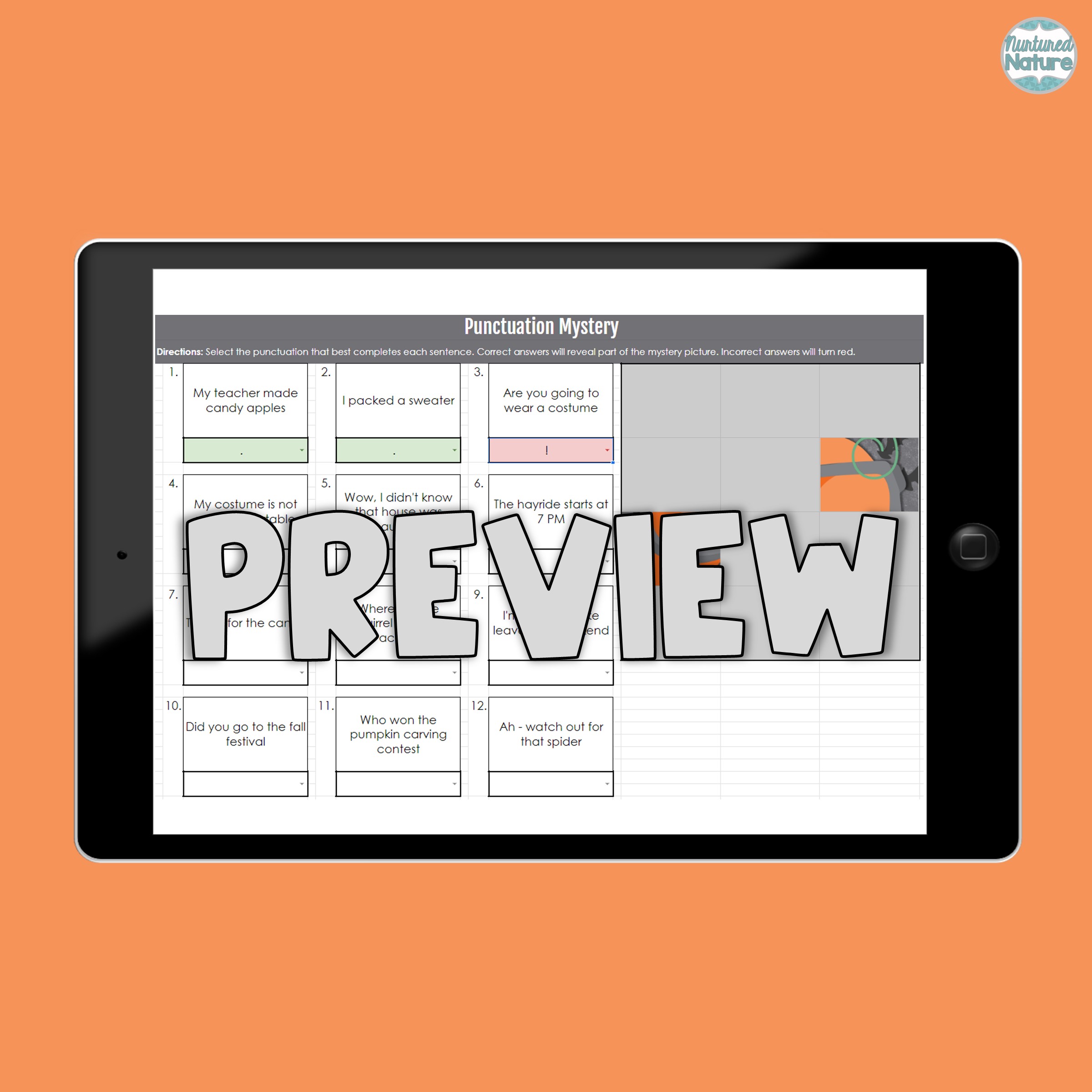 Halloween Sentence Ending Punctuation October Digital Pixel Art Puzzle ...