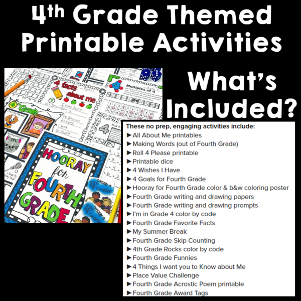 Back to School 4th Grade | First Week of School Fourth Grade Activities ...