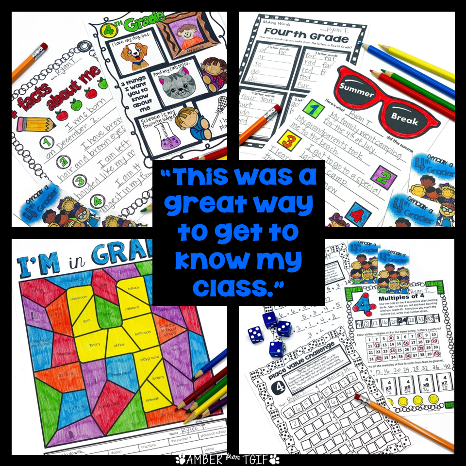 Back to School 4th Grade | First Week of School Fourth Grade Activities ...