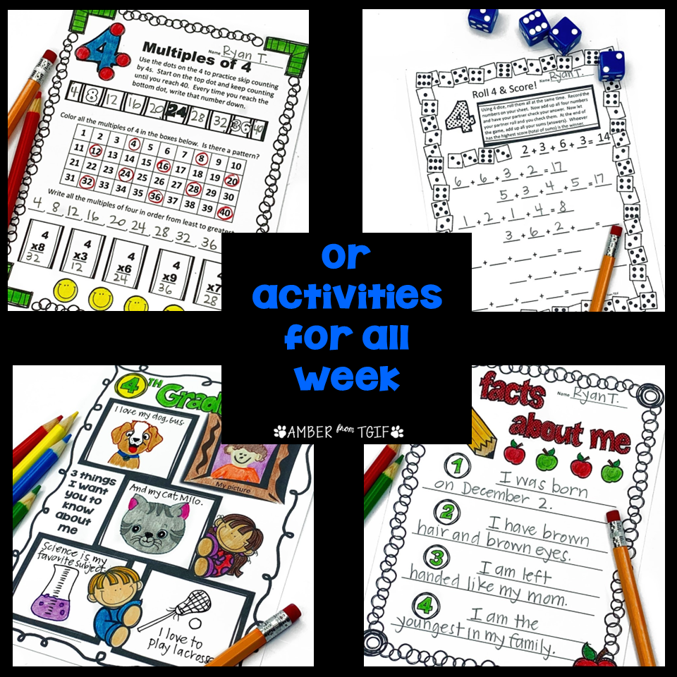 Back to School 4th Grade | First Week of School Fourth Grade Activities ...