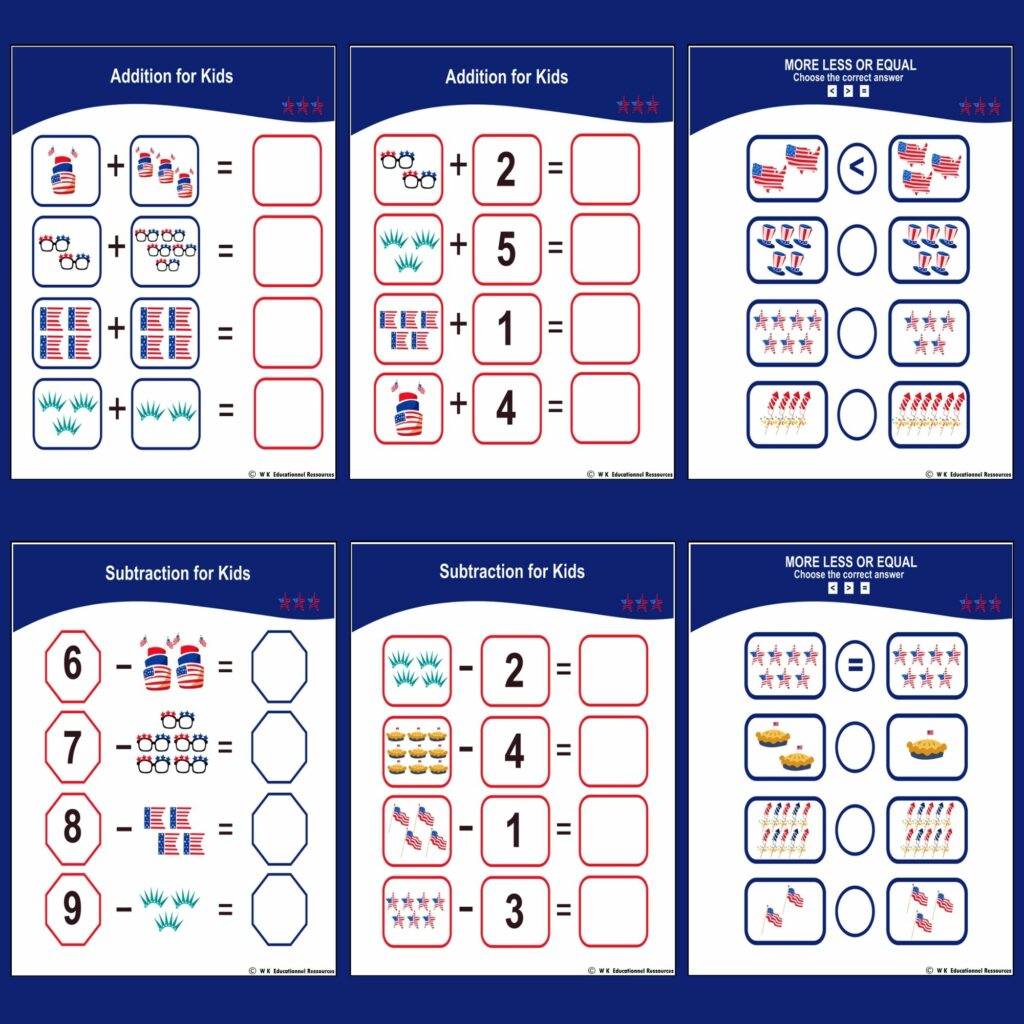 Independence Day Fun Activities Math 4th of July Worksheets Math Summer ...