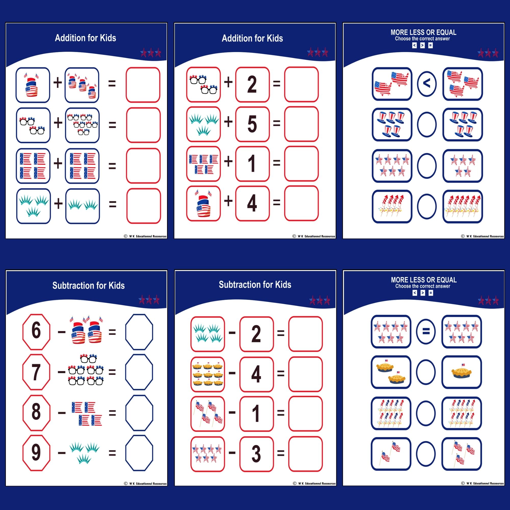 Independence Day Fun Activities Math 4th of July Worksheets Math Summer ...