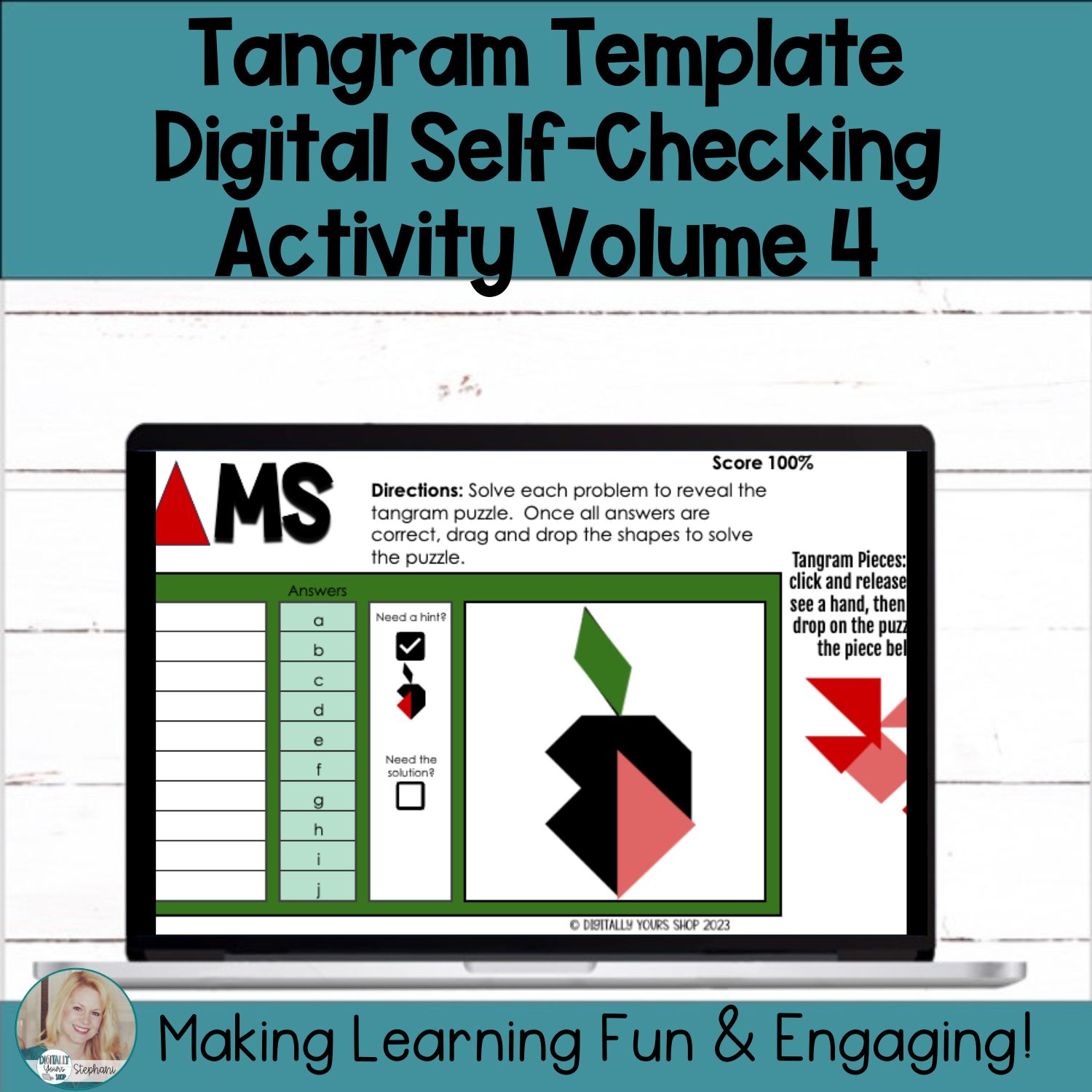 Editable Self-Checking Tangram Template - Digital Activity Vol. 4 Back ...