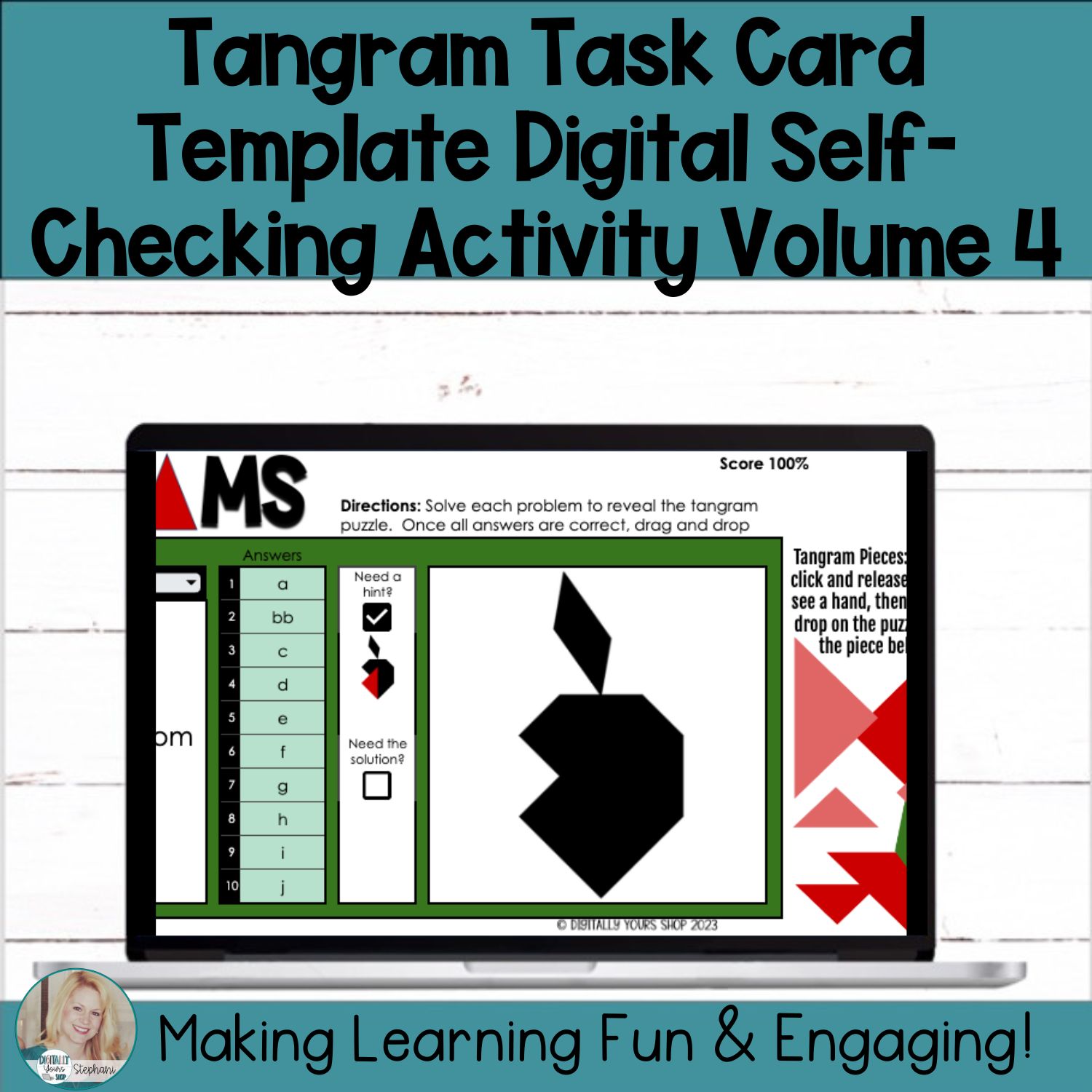 Editable Self-Checking Tangram Task Card Digital Template Vol. 4 Back ...
