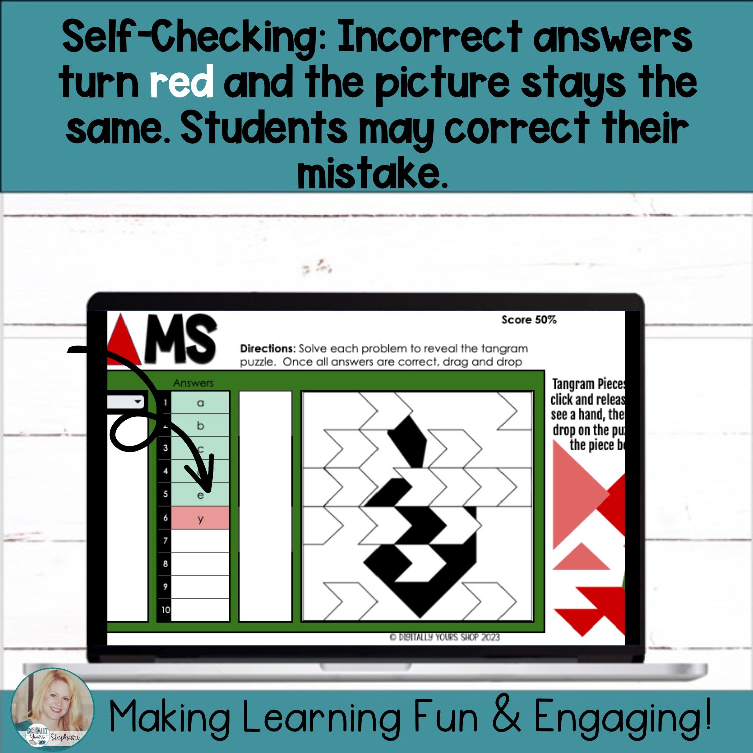 Editable Self-Checking Tangram Task Card Digital Template Vol. 4 Back ...