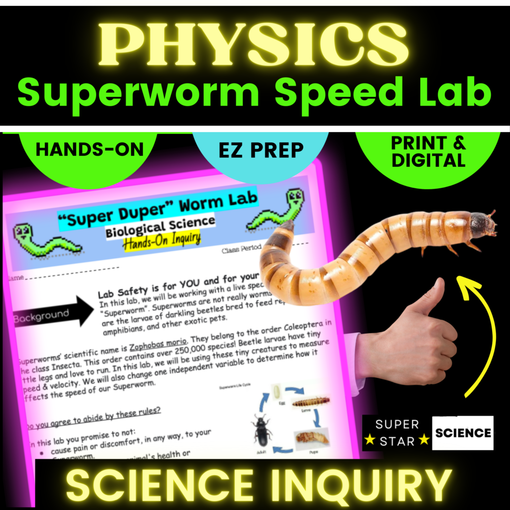 FUN Superworm Speed and Velocity Lab Middle School Physics & STEM ...